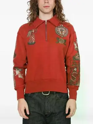 SAMUEL ZELIG Folk Quarter-zip Sweatshirt - Red