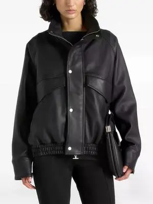 Manière De Voir Leather Bomber Jacket - Black