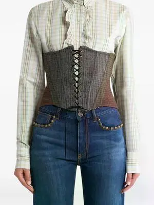 Etro Wool Corset Belt With Houndstooth Motif