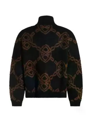 DAILY PAPER Shield Monogram-pattern Zip-up Sweater