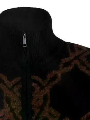 DAILY PAPER Shield Monogram-pattern Zip-up Sweater