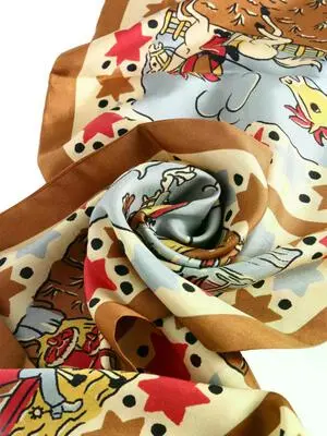 BODE Cowboy Comic Graphic-print Fringed Scarf