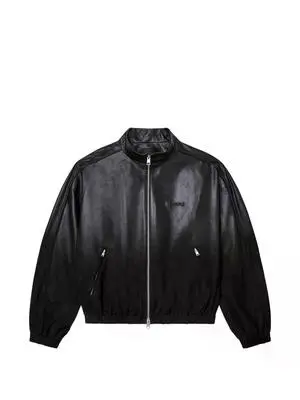 PURPLE BRAND Leather Bomber Jacket - Black