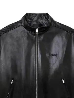 PURPLE BRAND Leather Bomber Jacket