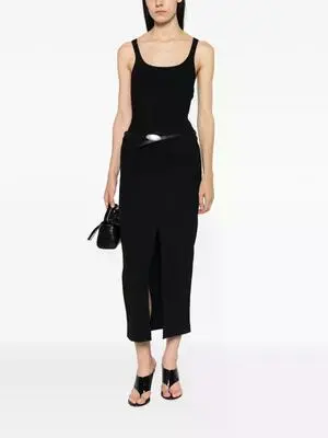 Patrizia Pepe Ribbed-knit Front-slit Midi Dress