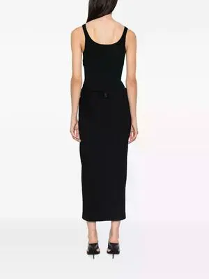 Patrizia Pepe Ribbed-knit Front-slit Midi Dress