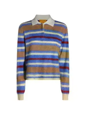 Guest In Residence Striped Cashmere Polo Sweater - Blue