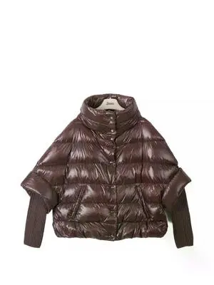 Herno Quilted High-neck Cape - Brown