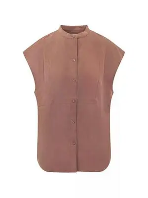 Calvin Klein Sleeveless Band-collar Shirt - Brown