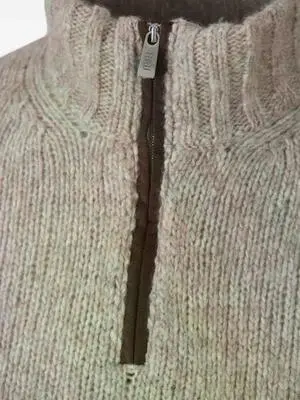 Fedeli Quarter-zip Ribbed-knit Sweater - Neutrals