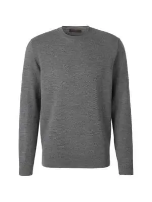 ZANONE Waffle-knit Crew-neck Sweater - Grey