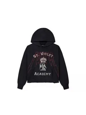 PURPLE BRAND Graphic-print Raw-cut Hoodie - Black