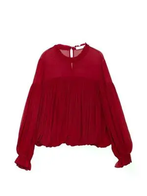 Ulla Johnson Pearl Ruffled Silk Blouse - Red
