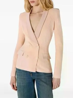 Elisabetta Franchi Knit Jacket With Shiny Viscose Details - Pink