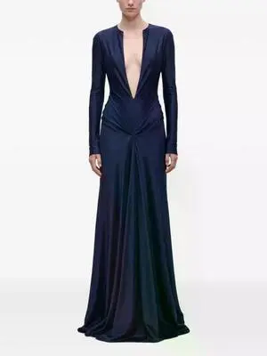 Victoria Beckham Aida Twisted-detail Maxi Gown - Blue