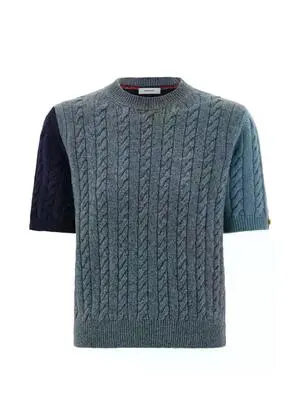FERRAGAMO Short Sleeve Gancio Detail Top - Grey