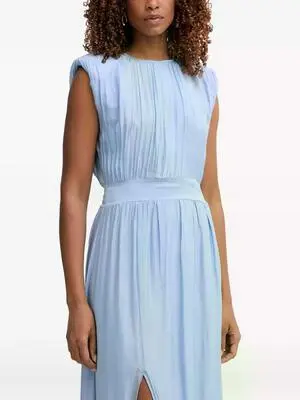 HAVEONE Pleated Side-slit Maxi Dress - Blue