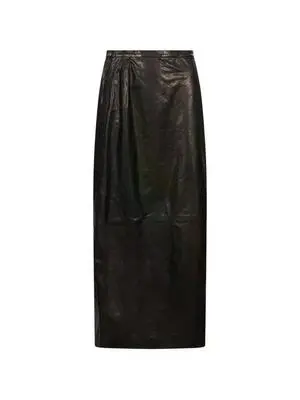 Magda Butrym Pleated Leather Maxi Skirt