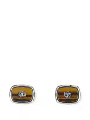 BOSS Monogram-plaque Stone-inlay Cufflinks - Silver