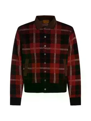 Guest In Residence Tartan Bomber Check-pattern Corduroy-collar Jacket