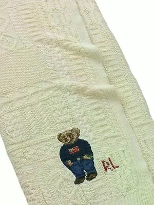 Ralph Lauren Baybrook Polo Bear Cable-knit Throw Blanket - Neutrals