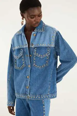 Farm Rio Studded Metal Jacket - Denim