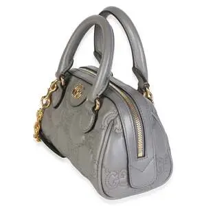Gucci Dusty Grey Gg Matelasse Calfskin Bowler Bag