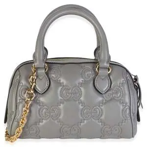 Gucci Dusty Grey Gg Matelasse Calfskin Bowler Bag