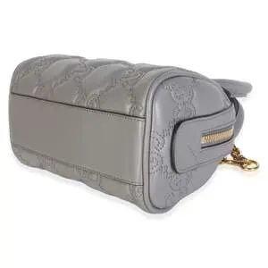 Gucci Dusty Grey Gg Matelasse Calfskin Bowler Bag