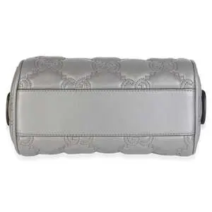 Gucci Dusty Grey Gg Matelasse Calfskin Bowler Bag