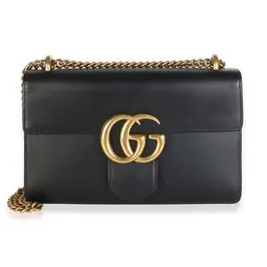 Gucci Smooth Calfskin Gg Marmont Chain Flap Bag