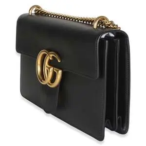 Gucci Smooth Calfskin Gg Marmont Chain Flap Bag