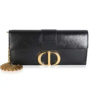 Dior Calfskin Leather Montaigne 30 Chain Clutch - Black