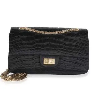 Chanel Croc Satin Reissue 225 Flap Bag - Black