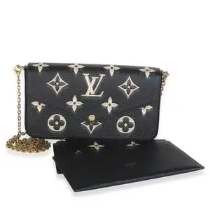 LOUIS VUITTON Beige Bicolor Giant Monogram Empreinte Felicie Pochette - Black