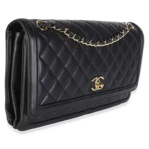 Chanel Quilted Lambskin 3 Compartment Jumbo Flap Bag