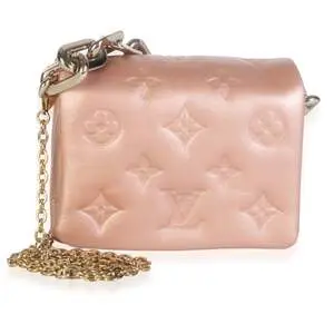 LOUIS VUITTON Metallic Pink Embossed Monogram Lambskin Coussin Belt Bag Pink
