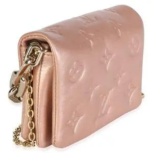 LOUIS VUITTON Metallic Embossed Monogram Lambskin Coussin Belt Bag - Pink