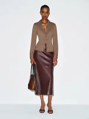 REFORMATION Leven Knit Top - Brown