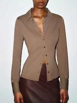 REFORMATION Leven Knit Top - Brown
