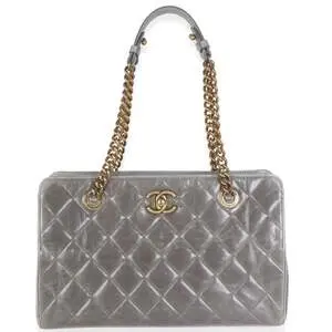 Chanel Grey Quilted Glazed Calfskin Perfect Edge Tote Gray