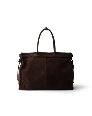 Prada Bonnie Suede Tote Bag - Brown