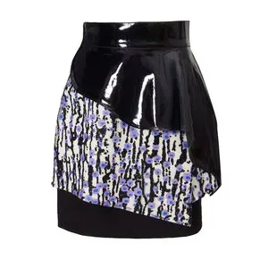 JULIA ALLERT Black / Red High-waisted Multi-layered Mini Skirt With Patent Belt Liliac - Black/red