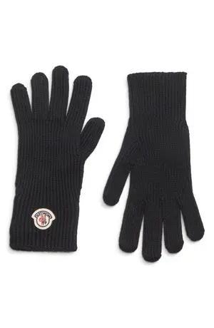 Moncler Virgin Wool Gloves - Black