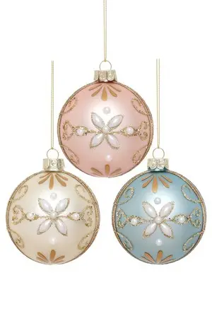 MARK ROBERTS Floral Pearl Ornament - Light Pink