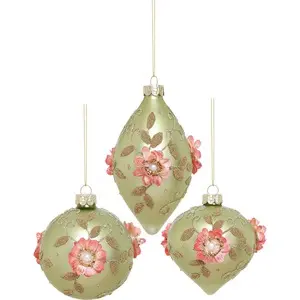 MARK ROBERTS Floral Pearl Ornament - Sage