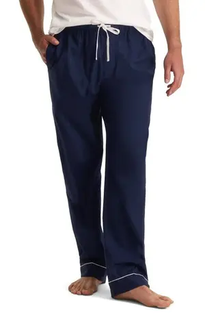 PETITE PLUME Cotton Poplin Pajama Pants - Navy