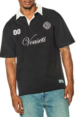 VOUSETI Post Game Embroidered Cotton Rugby Polo