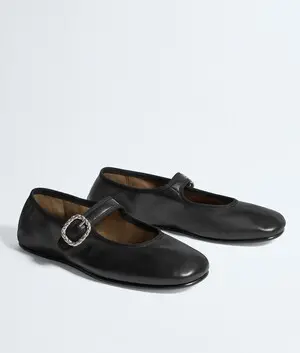 Bottega Veneta Veneziana Mary-jane Ballerina - Black
