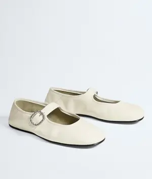 Bottega Veneta Veneziana Mary-jane Ballerina - Alabaster